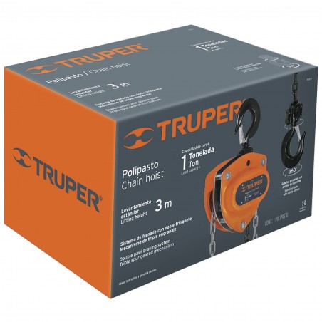 Tecle con Cadena 3M X 1Ton 16824 Truper