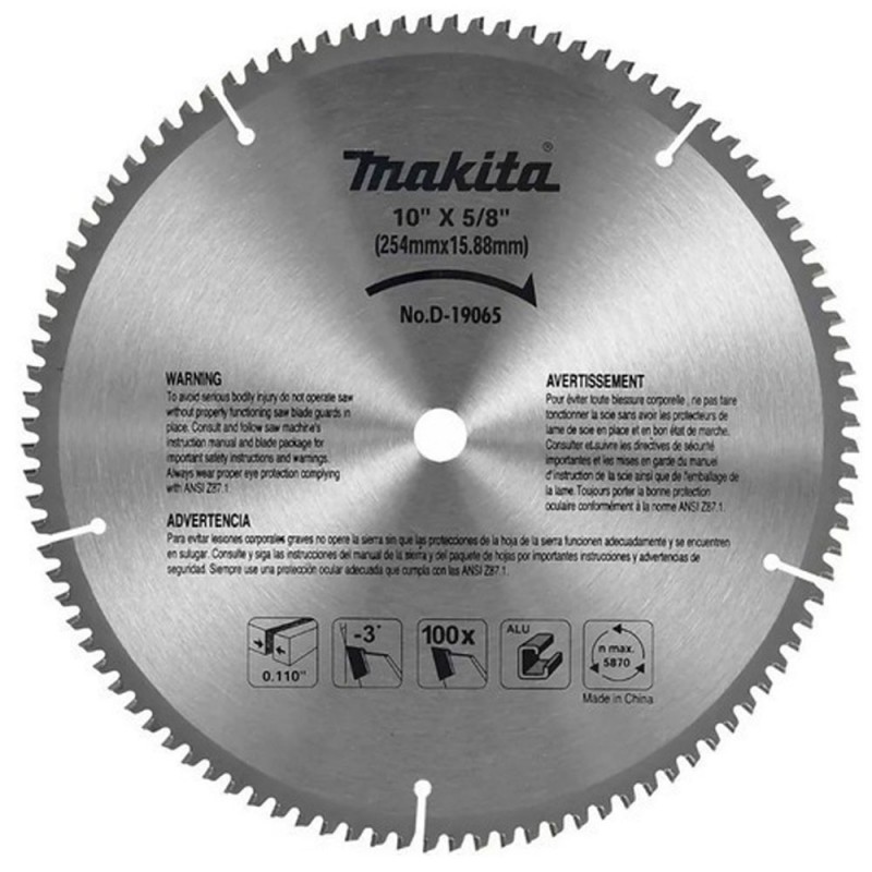 Disco Sierra Circular Para aluminio 10" 100D D-19065 Makita | Cahema