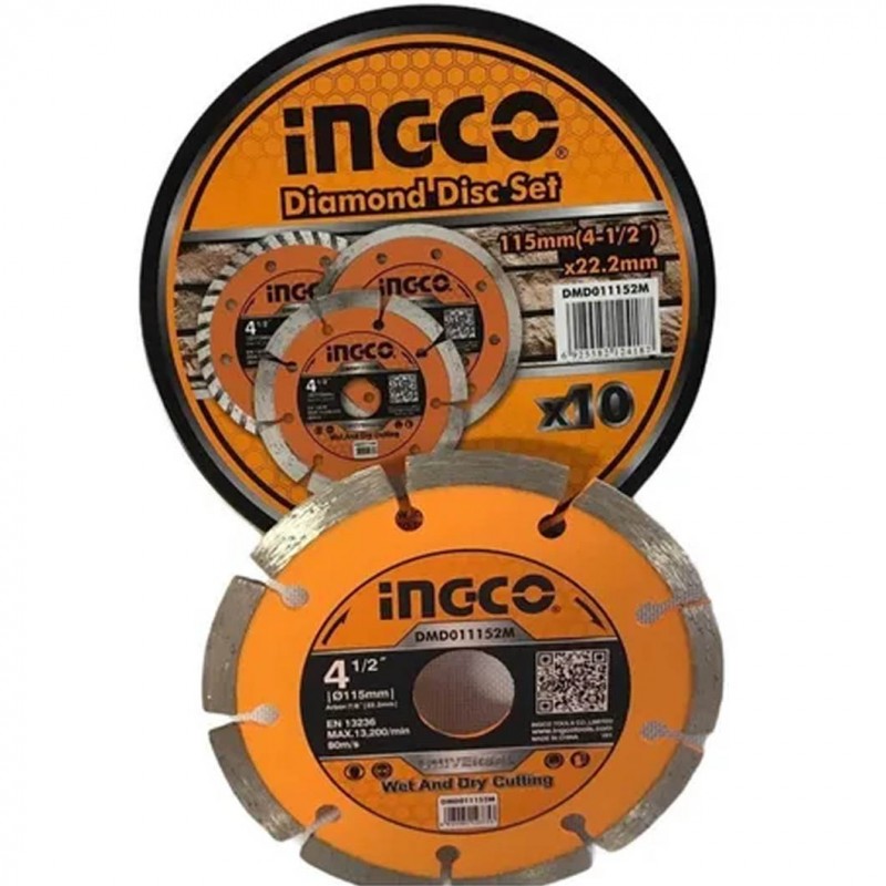 Disco diamantado segmentado 4 1/2" (1 pieza) DMD011152M Ingco