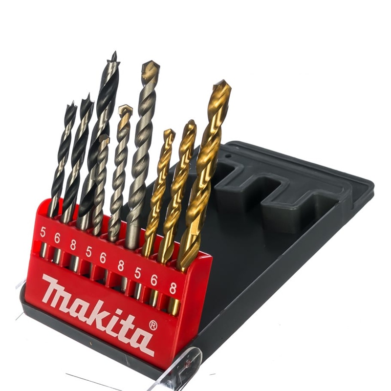 Set de Brocas para Madera, Metal y Hormigón 9 Piezas Makita D-08660