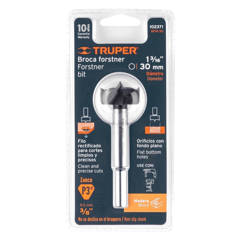 Broca Forstner 30 x 95mm para Madera Truper 102371